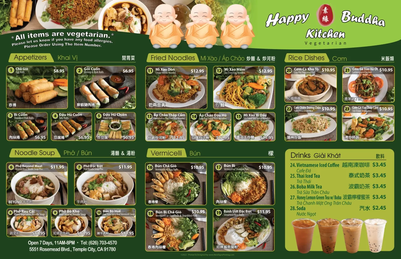 Happy Buddha Kitchen - Chinese Restaurant｜Online Order｜Temple City｜CA